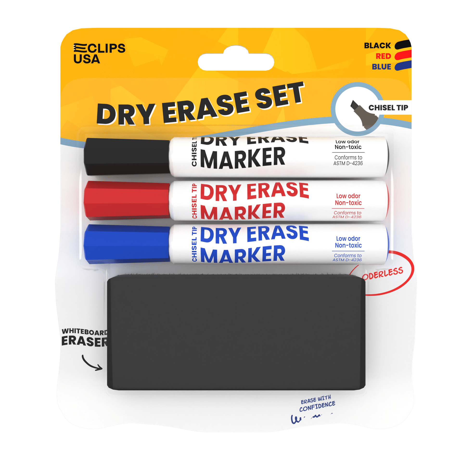 48 Sets: E-Clips USA Dry Erase Marker Set
