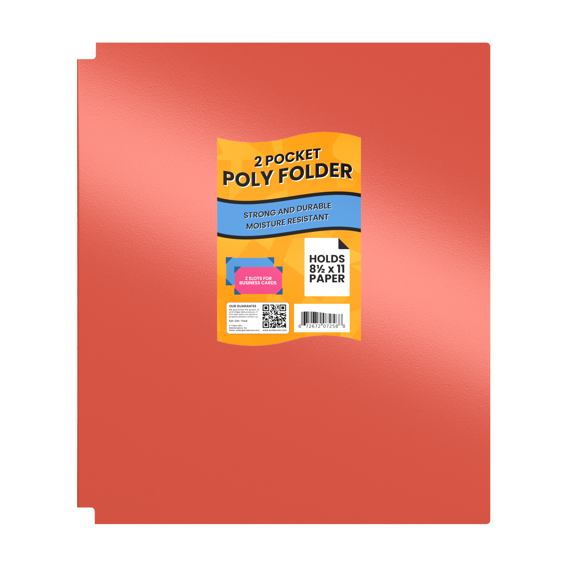 48 Units: E-Clips USA Red Poly Pocket Folder