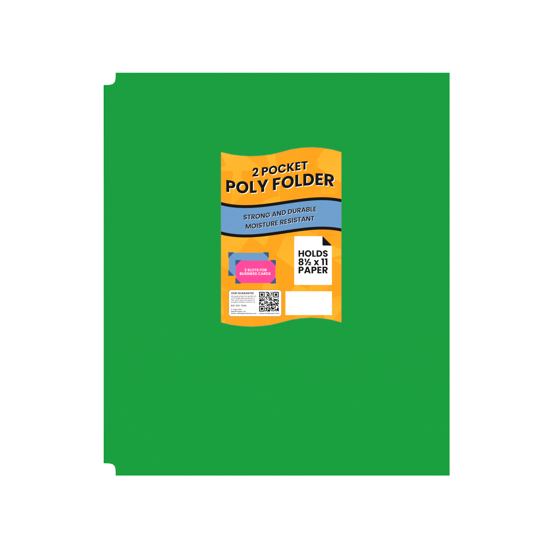 48 Units: E-Clips USA Green Poly Pocket Folder