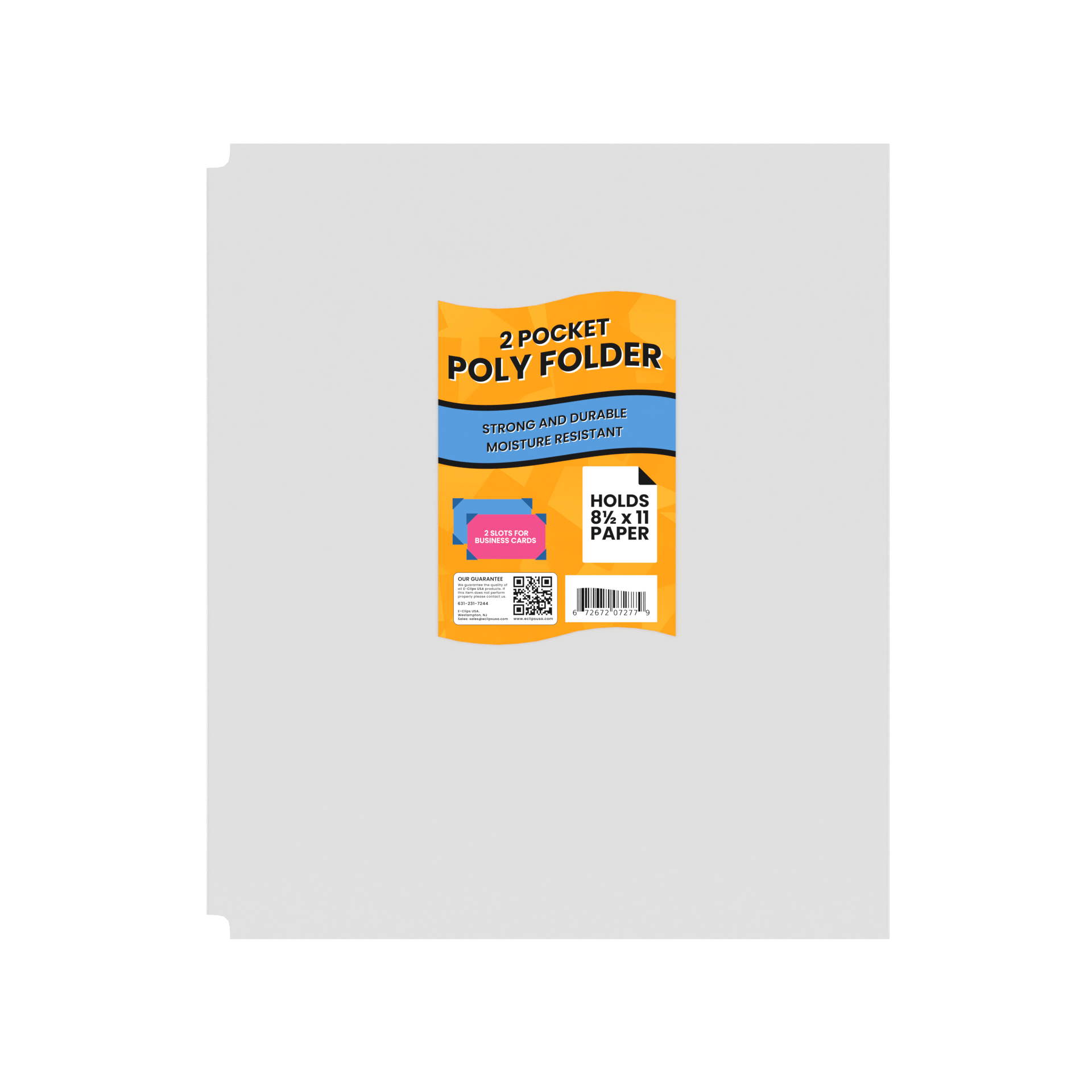 48 Units: E-Clips USA White Poly Pocket Folder