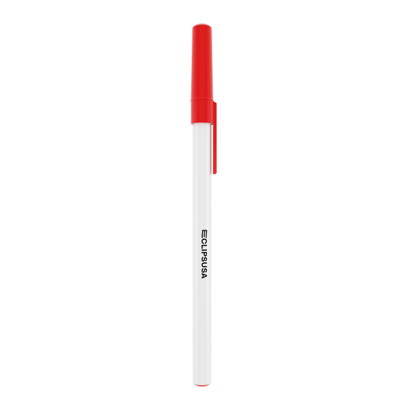 Ballpoint Stick Pens | Red Ink, Removable Cap – E-Clips USA