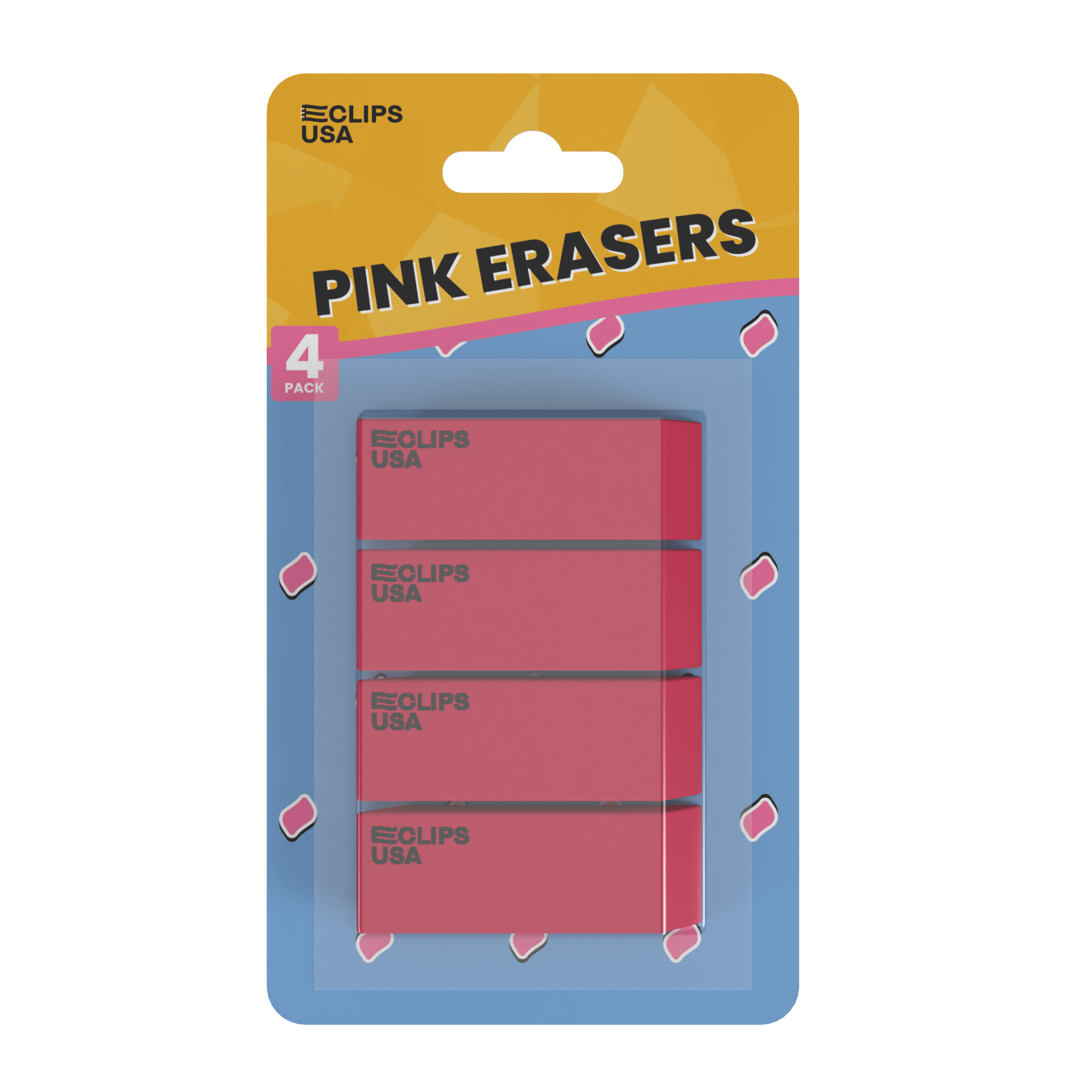 192 Count: E-Clips USA Classic Pink Erasers