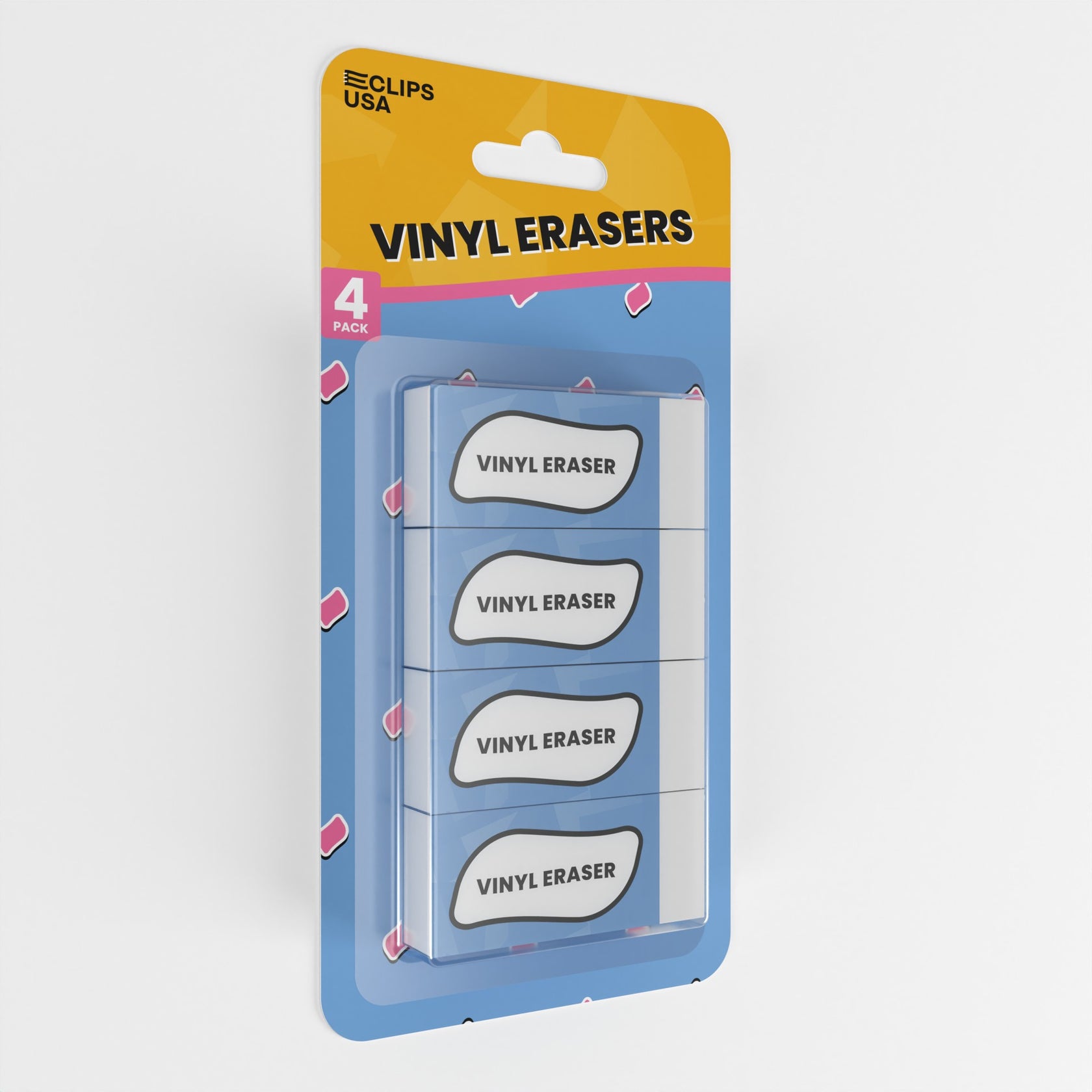192 Count: E-Clips USA White Vinyl Erasers