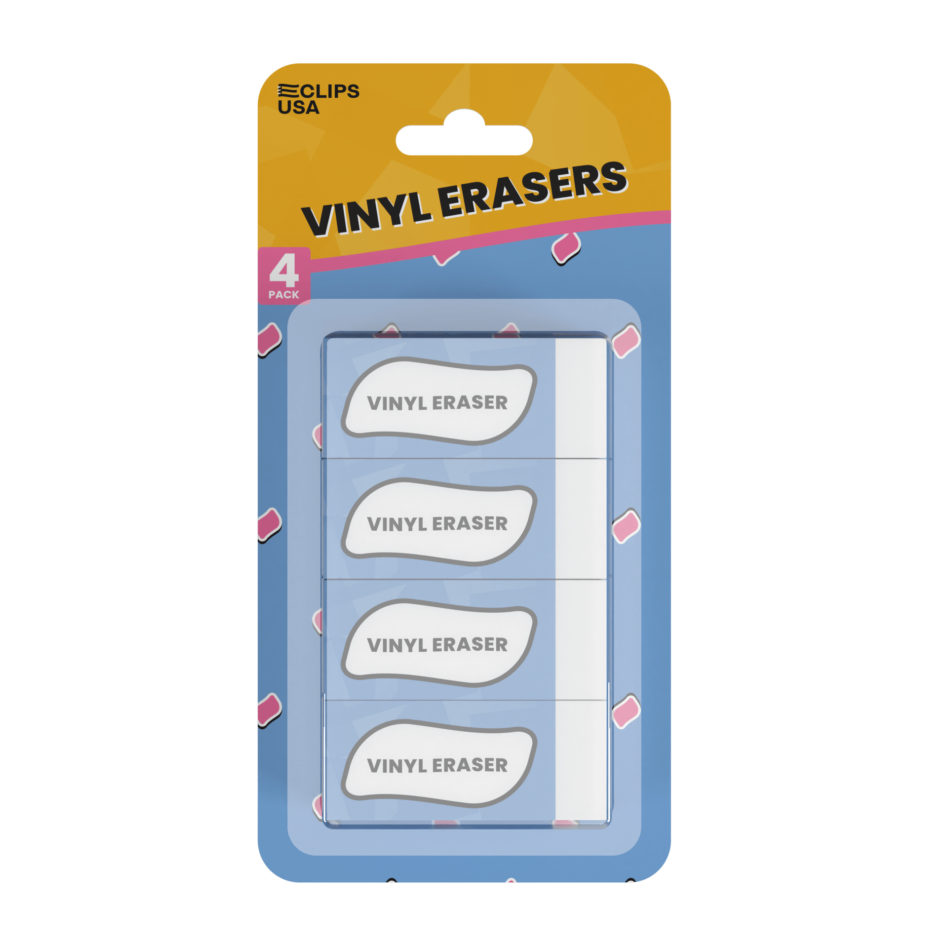 192 Count: E-Clips USA White Vinyl Erasers