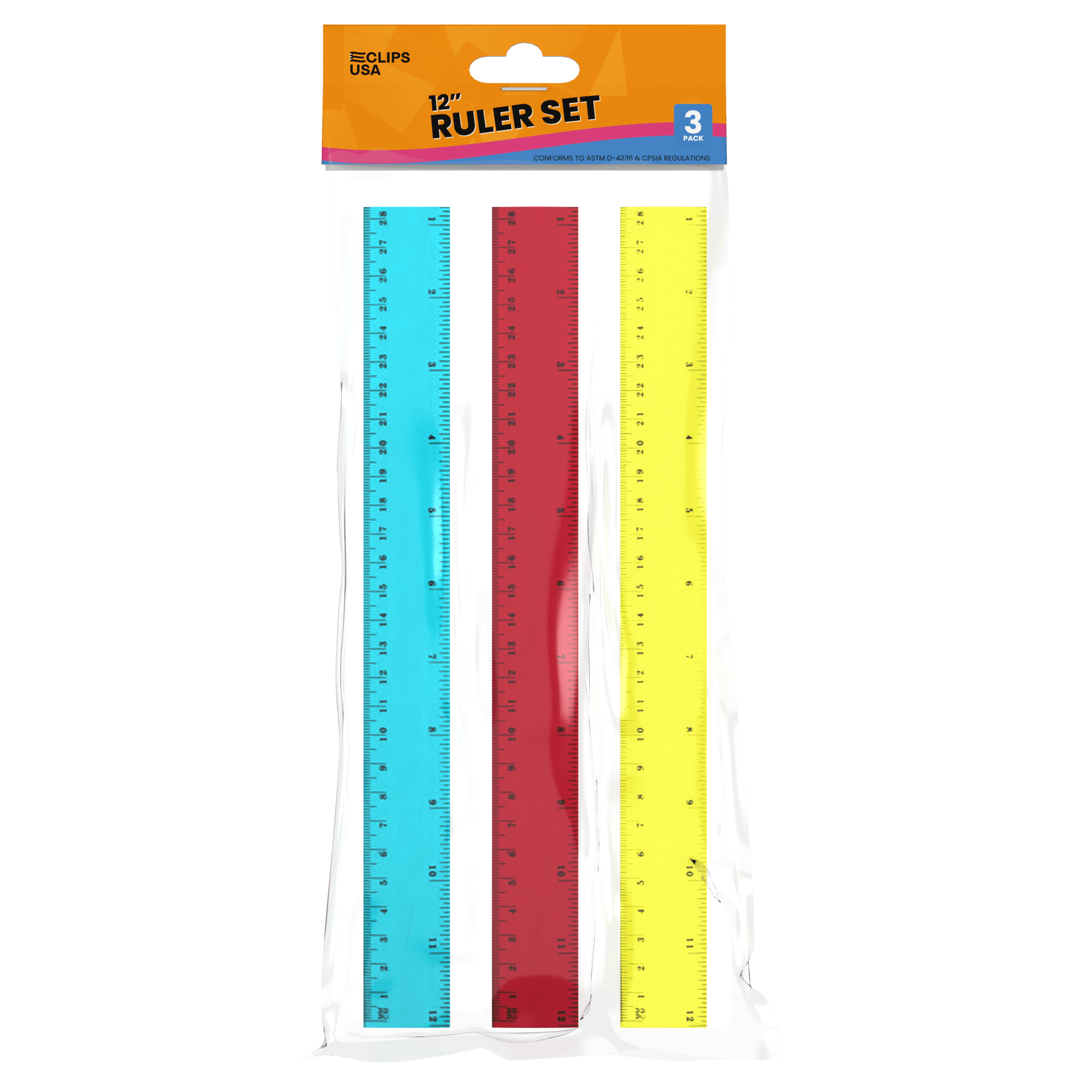 144 Count: E-Clips USA 12-Inch Acrylic Ruler