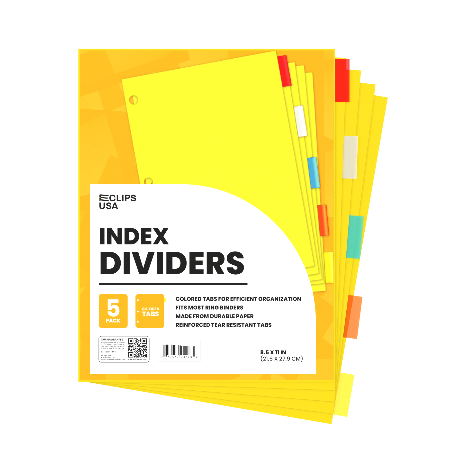 360 Count: E-Clips USA Clear-View Durable Poly Index Dividers