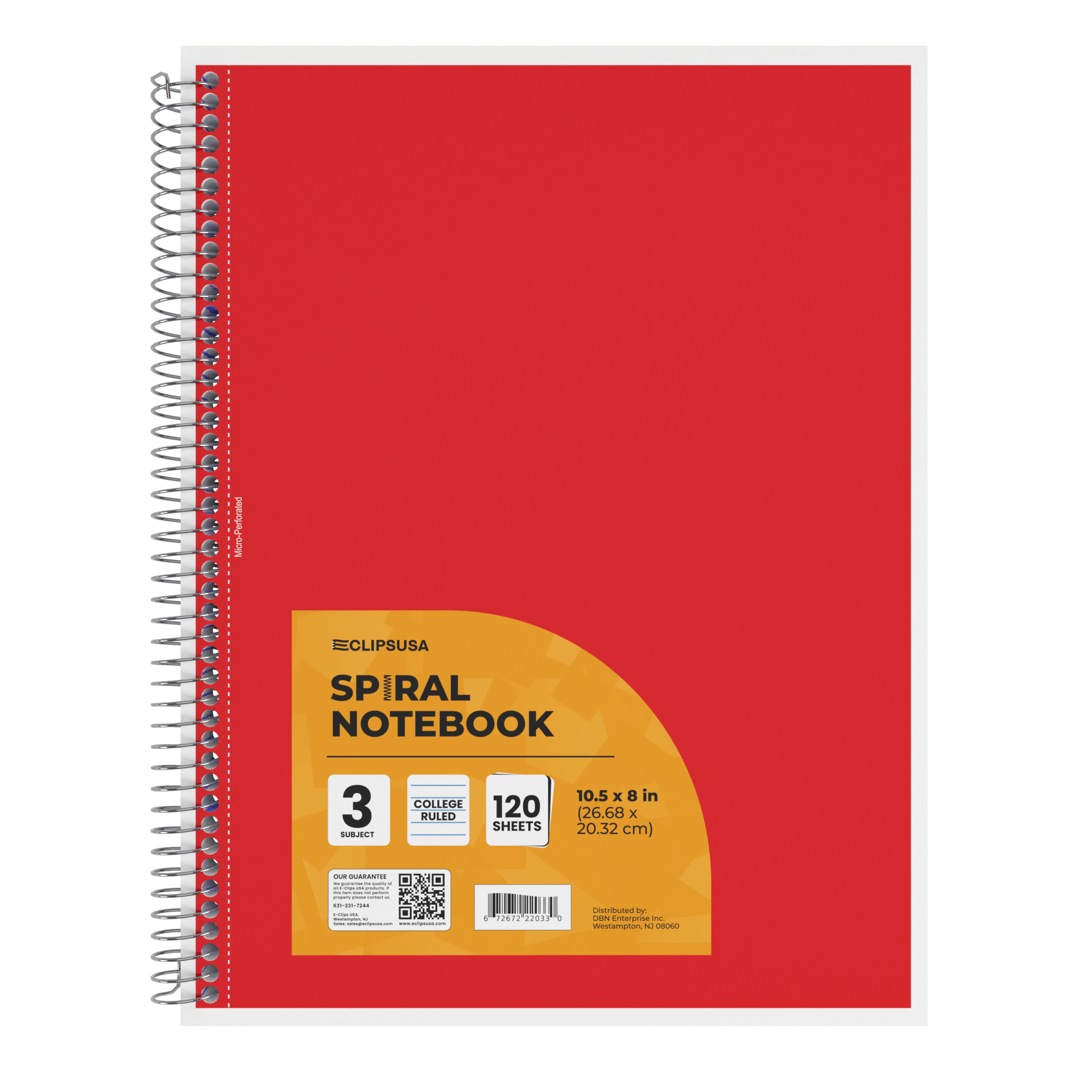 3-Subject Spiral Notebook | Assorted Colors, College-Ruled – E-Clips USA