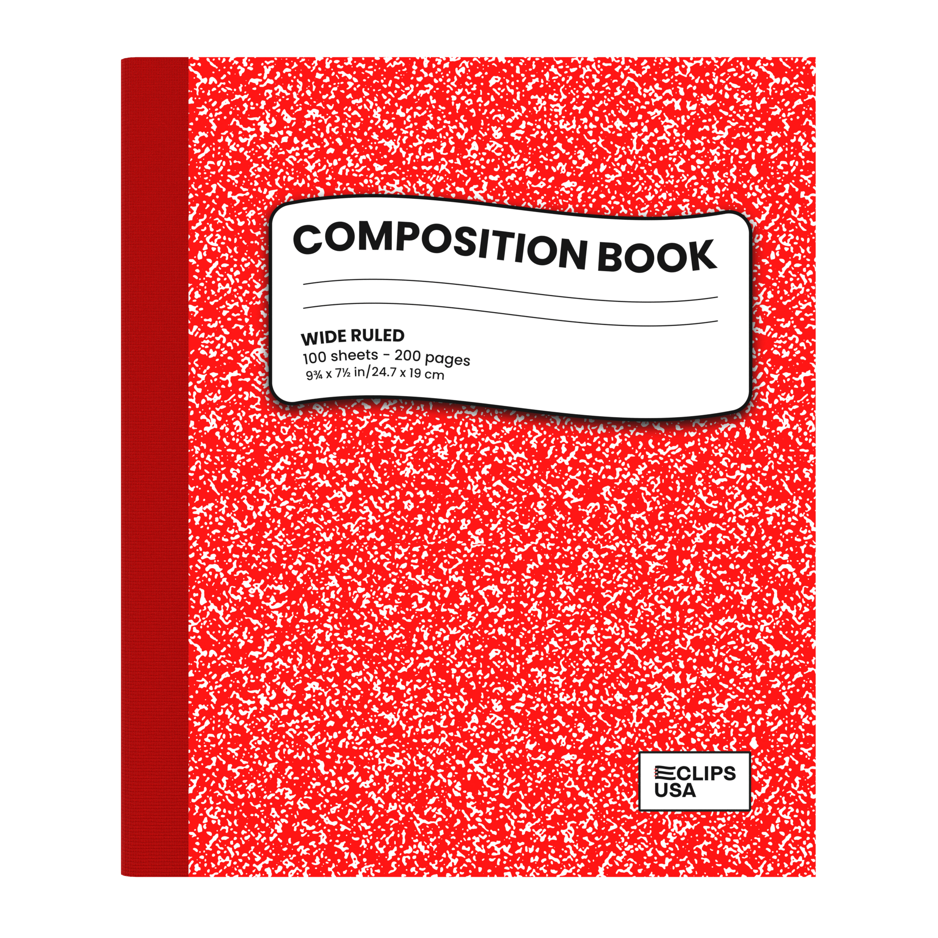 48 Units: E-Clips USA Red Marble Composition Notebook