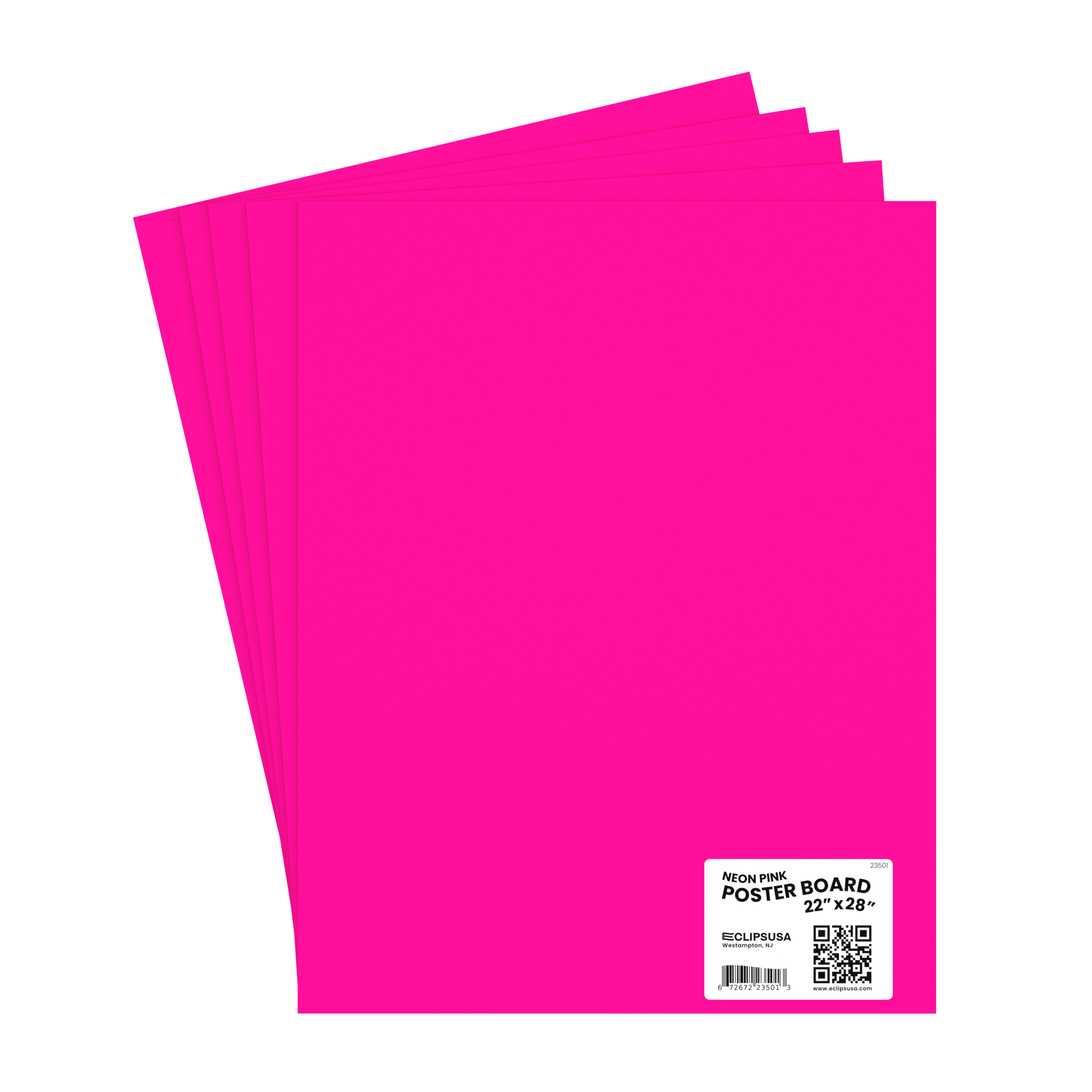 50 Units: E-Clips USA Large Neon-Pink Poster Boards
