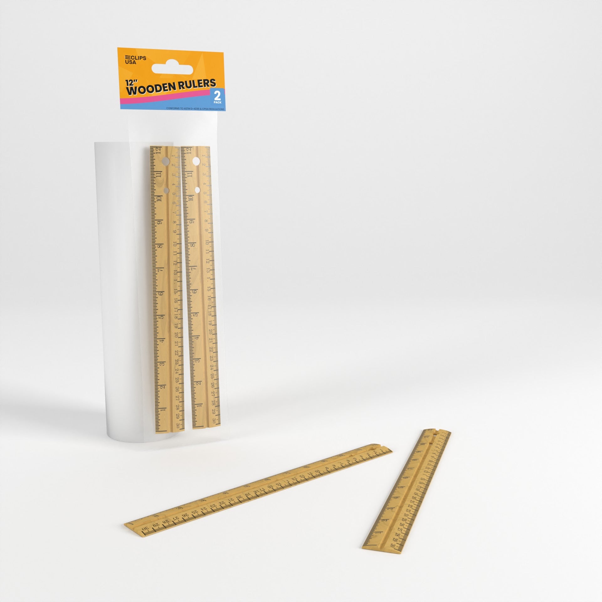 96 Count: E-Clips USA 12-Inch Wooden Ruler