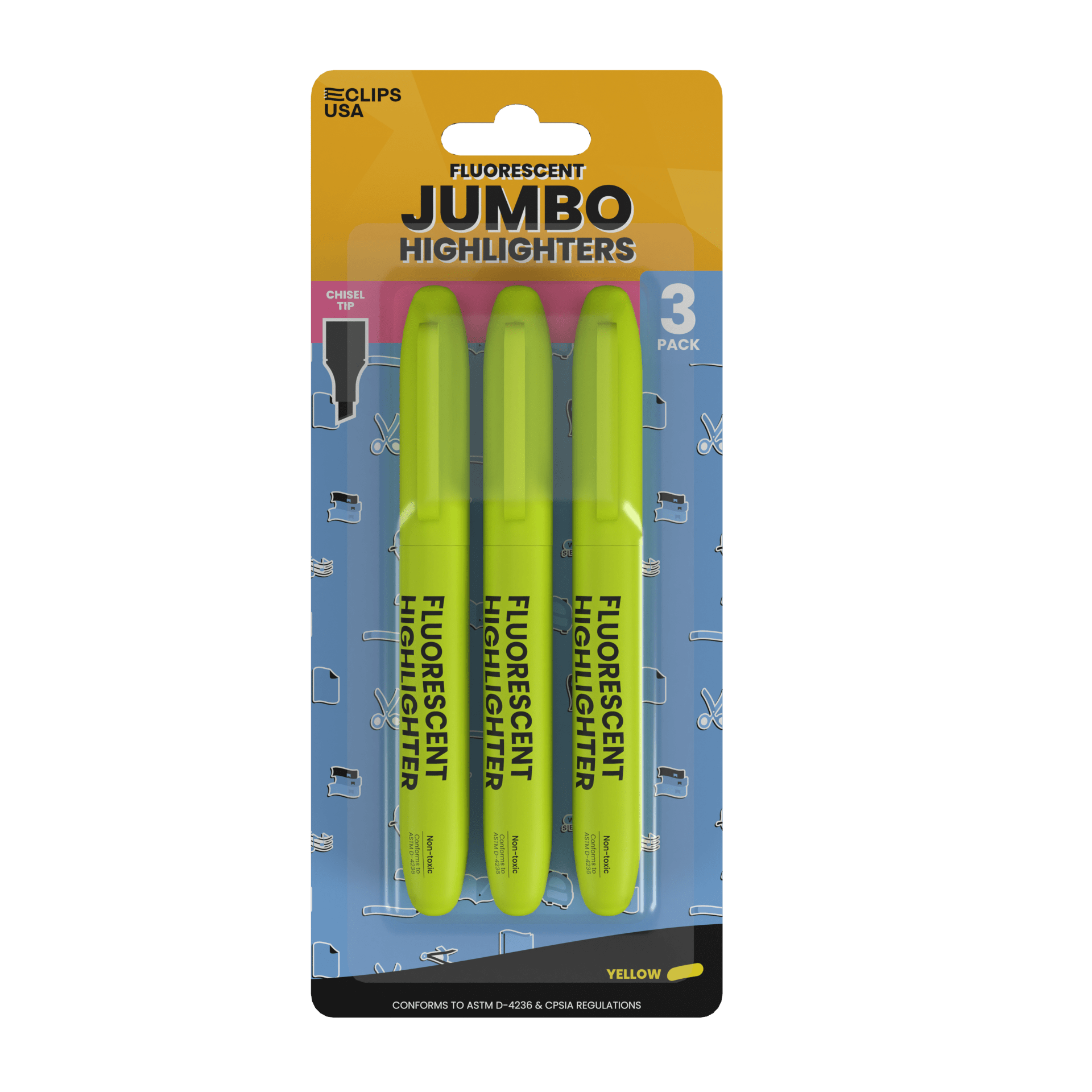 108 Count: E-Clips USA Jumbo Fluorescent Highlighter Pen