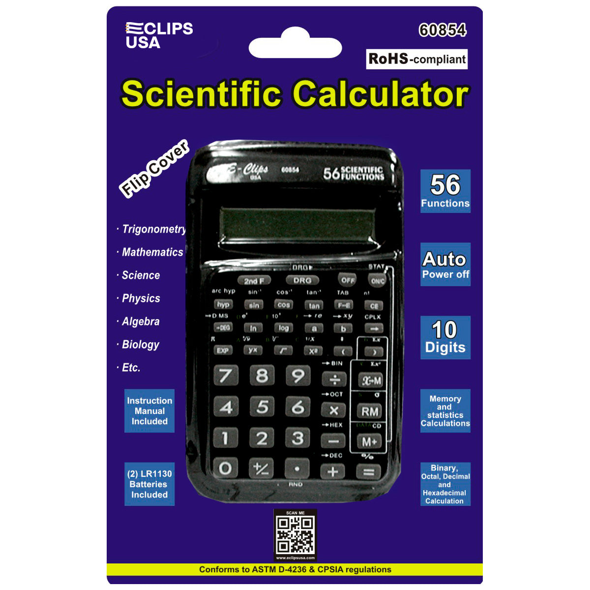 36 Units: E-Clips USA Pocket-Sized Scientific Calculator