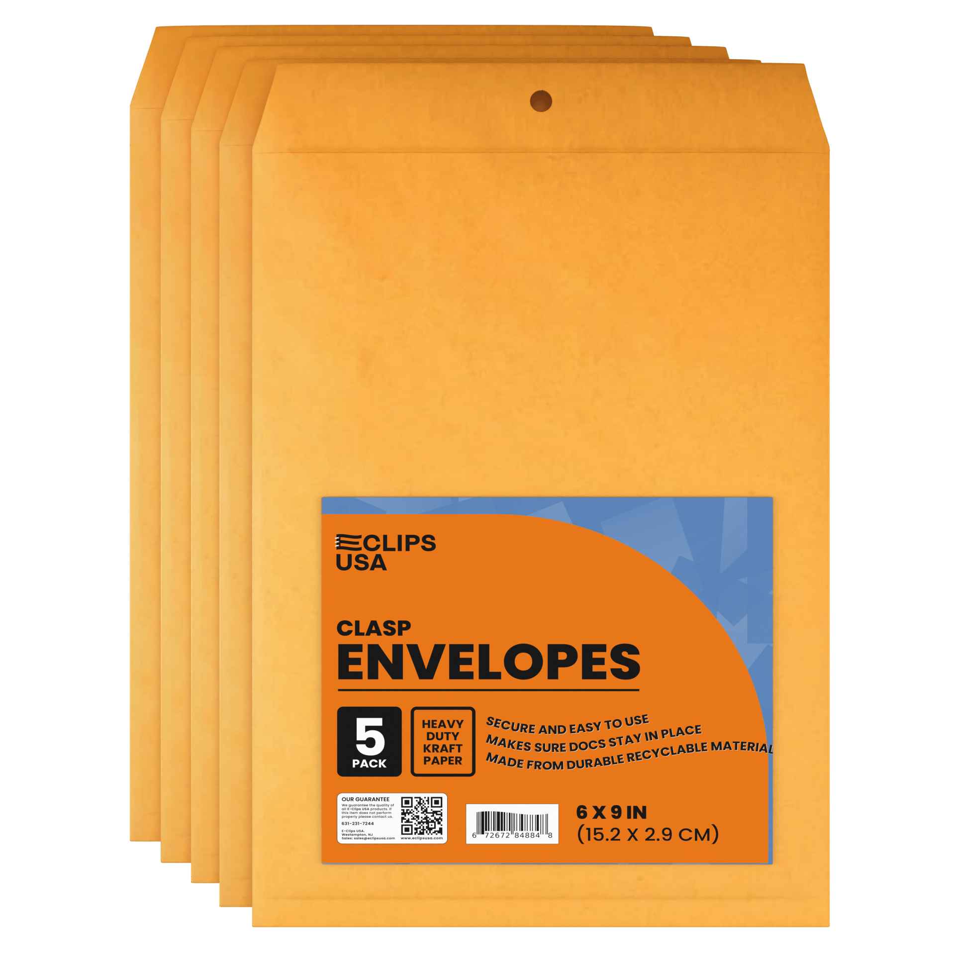 240 Count: E-Clips USA Kraft Clasp Envelopes