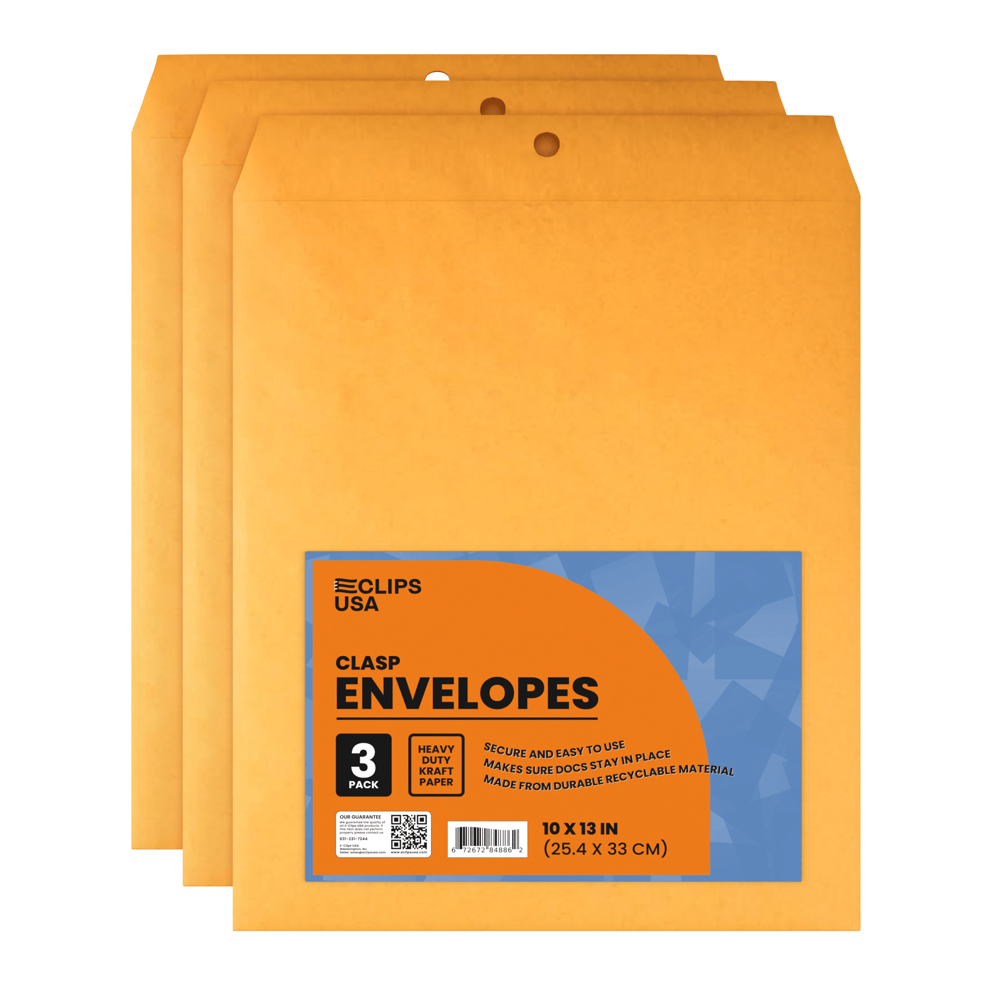 144 Count: E-Clips USA Kraft Clasp Envelopes