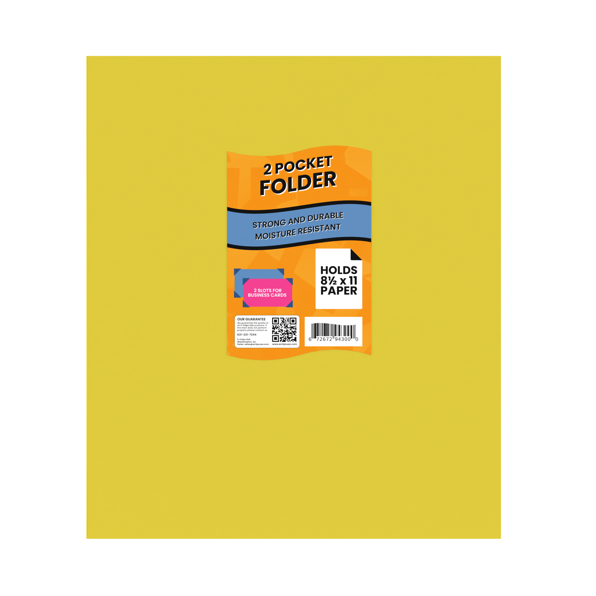 100 Units: E-Clips USA Yellow Paper Pocket Folders