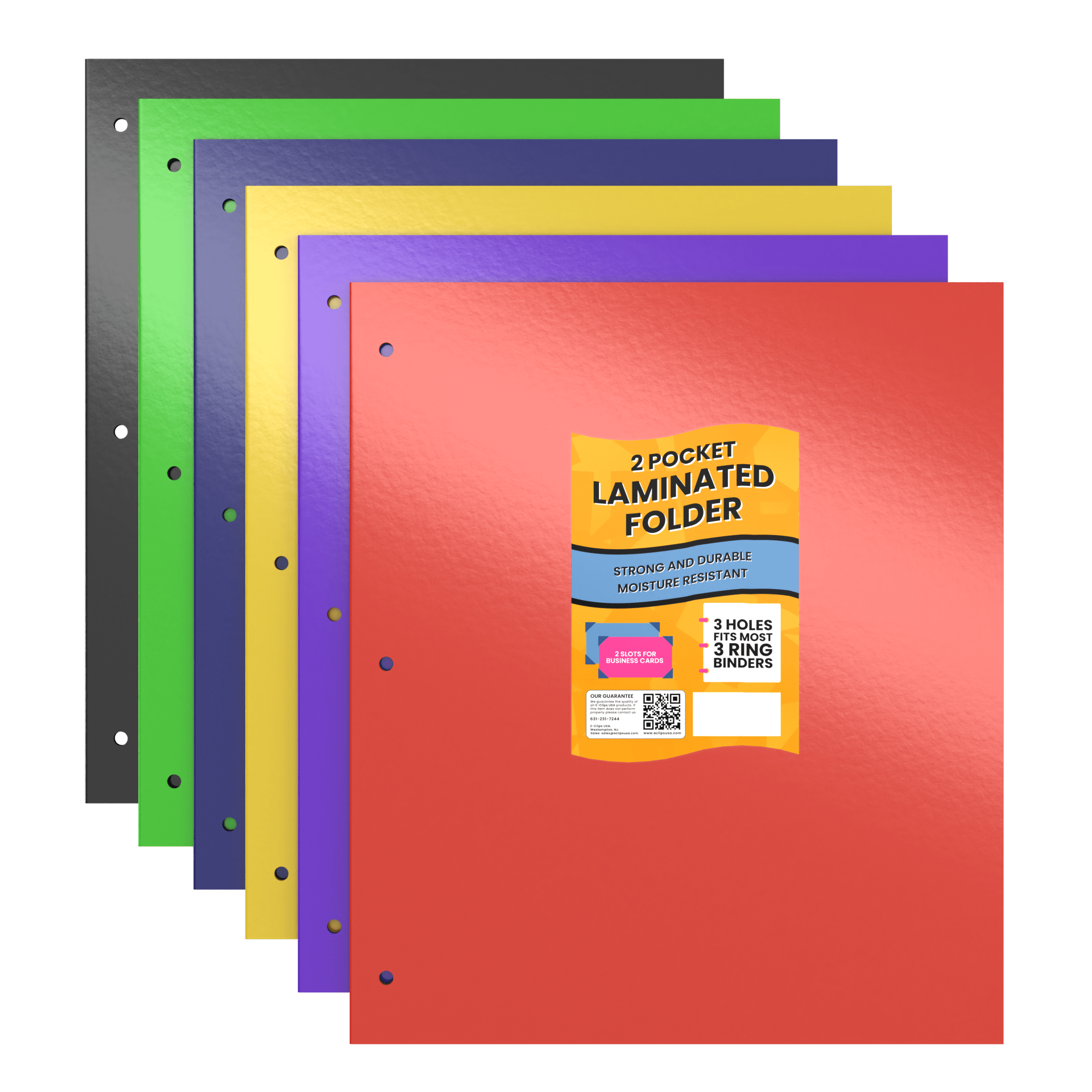100 Units: E-Clips USA Laminated Paper Pocket Binder Folders