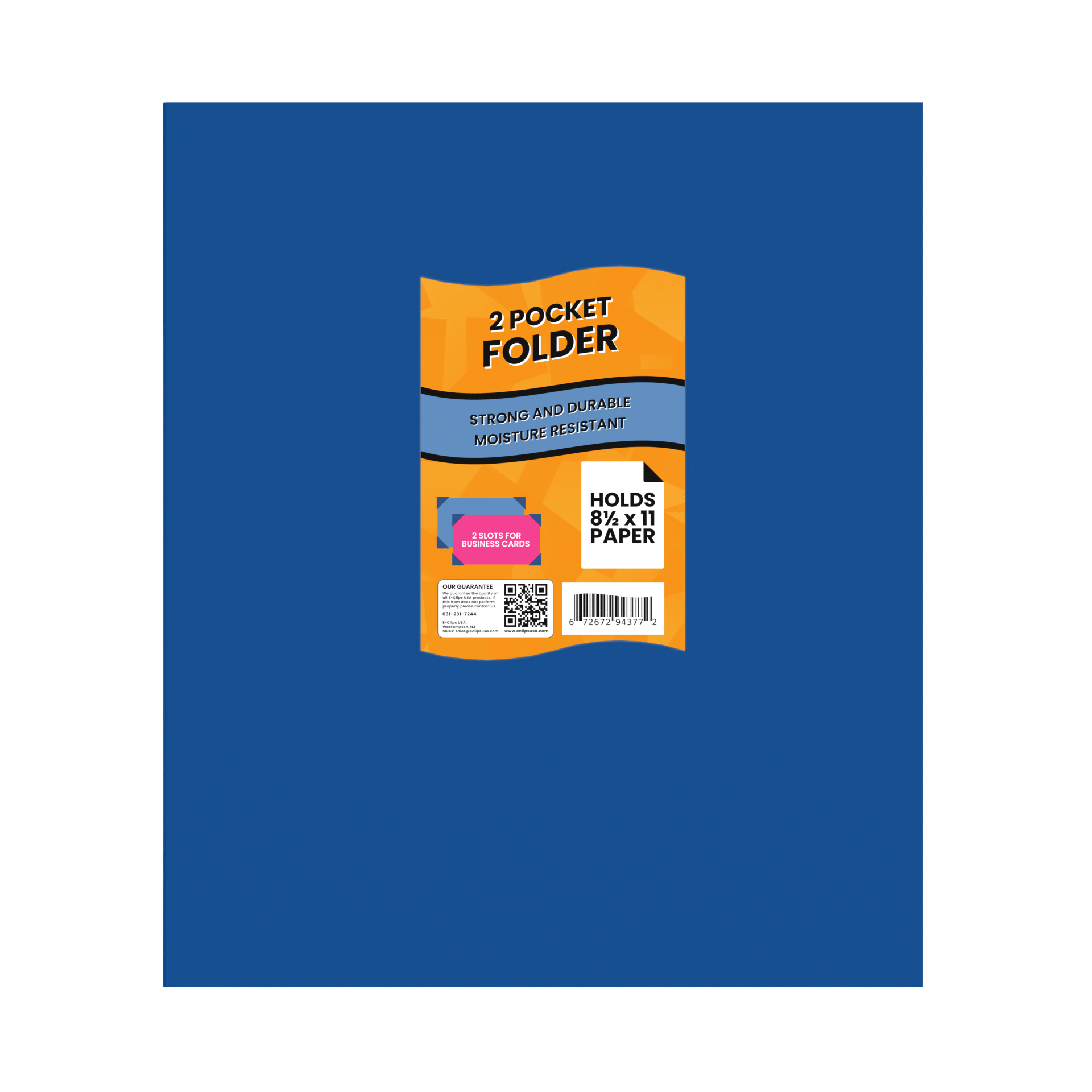 100 Units: E-Clips USA Blue Paper Pocket Folders