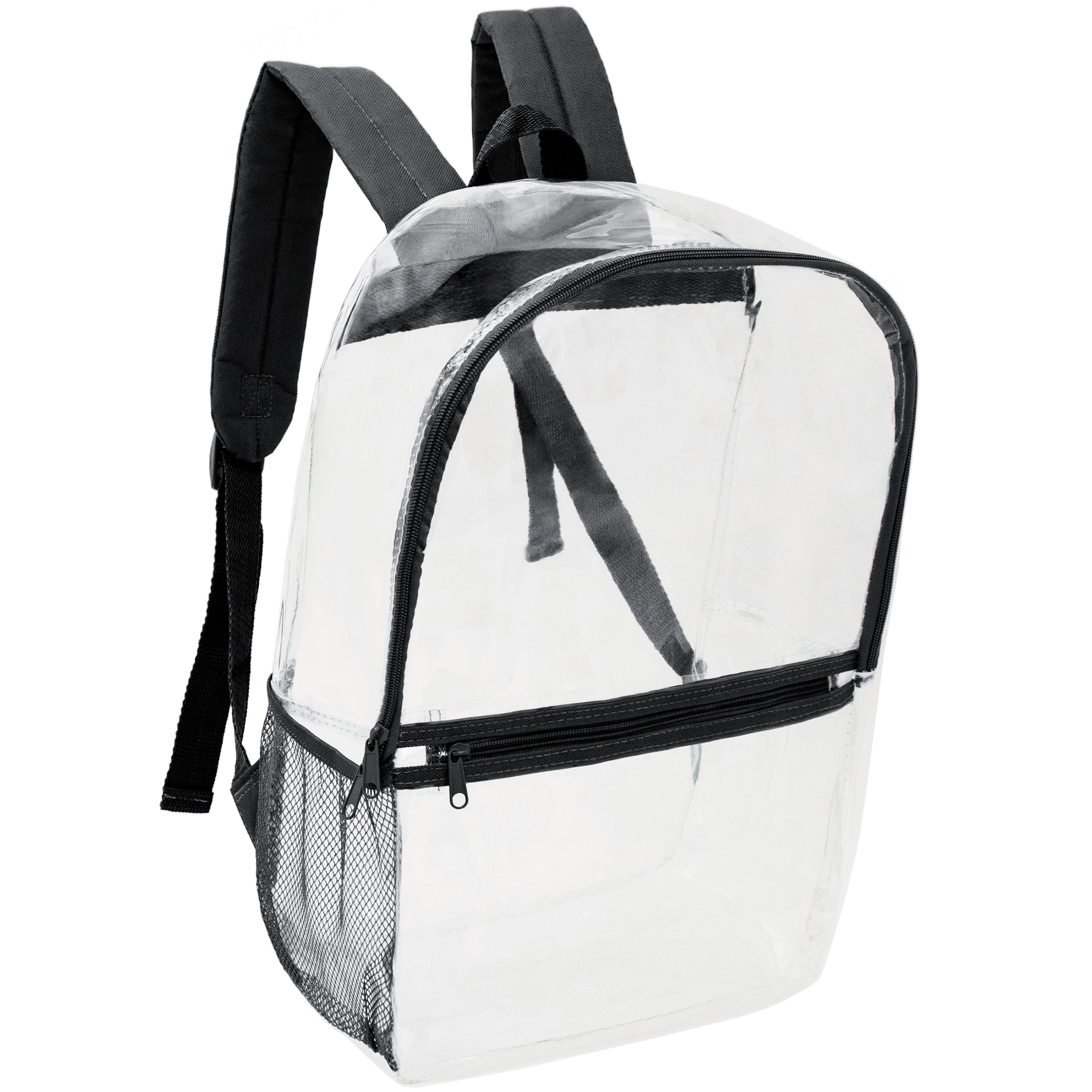 Bulk 17” Clear PVC Backpacks – Case of 24 Backpacks – E-Clips USA